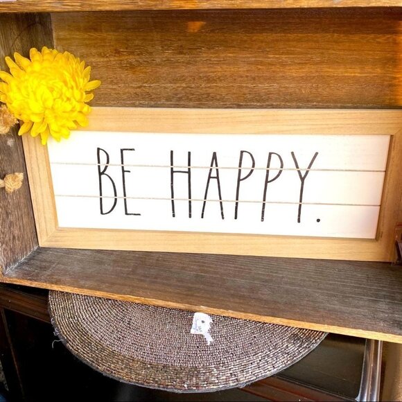 Rae Dunn | Other | New Large Rae Dunn 2 X 8 Be Happy Cute Wood Sign ...